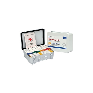 25 Person 16 Unit ANSI A First Aid Kit, Metal Case, Wall Mount, Carry ...