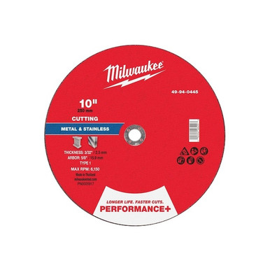 Milwaukee Tool Cut-Off Wheel,5-8" Sz,10" dia. 49-94-0445 - SIM Supply
