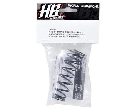 HB Racing 83mm Big Bore Shock Spring (Gold) (2) (70.3gF) - BeachRC.com