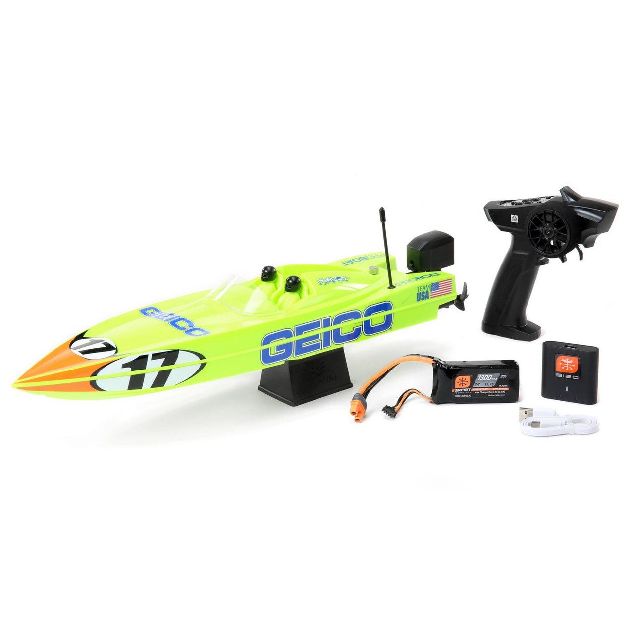 Pro Boat 17" Power Boat Racer Deep-V RTR Brushless Boat (Miss GEICO) w ...