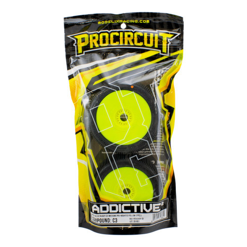 ProCircuit Addictive V2 Buggy Tires (C3) Medium - Pre-Mounted (Yellow ...