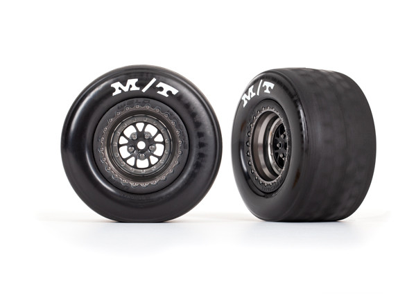 Traxxas T&W Weld satin black chrome wheels Rear Drag Tire - BeachRC.com