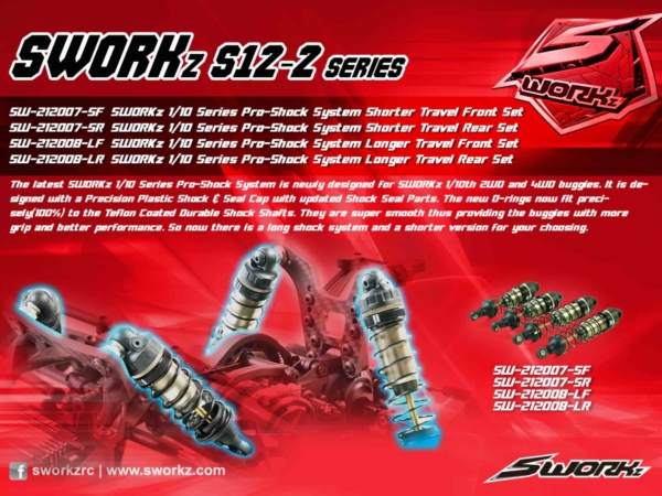 SWORKz 1/10 Series Pro-Shock System Longer Travel Front Set (SW212008LF ...