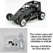 1RC Racing 1/18 Midget, Black, RTR (w/Clear Body) - BeachRC.com
