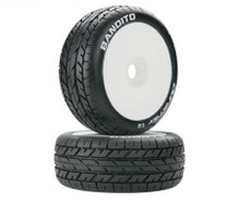 DURATRAX Bandito 1/8 Buggy Tire C2 Mounted White (2) - BeachRC.com