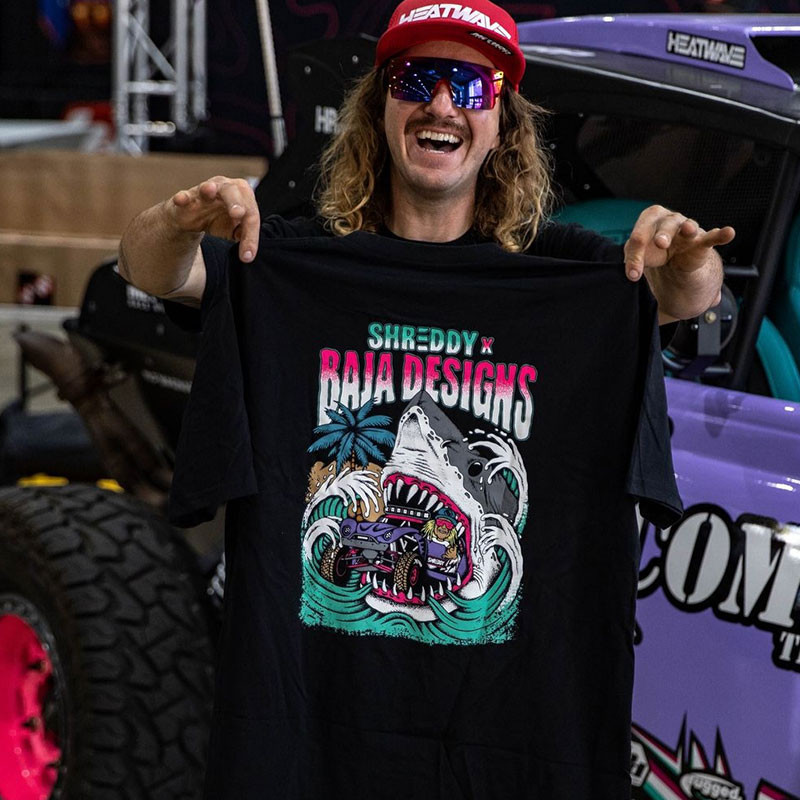 Baja Designs x Shreddy Colab T-Shirt - Baja Designs - Off-Road LED & Laser Lights | Automotive ...