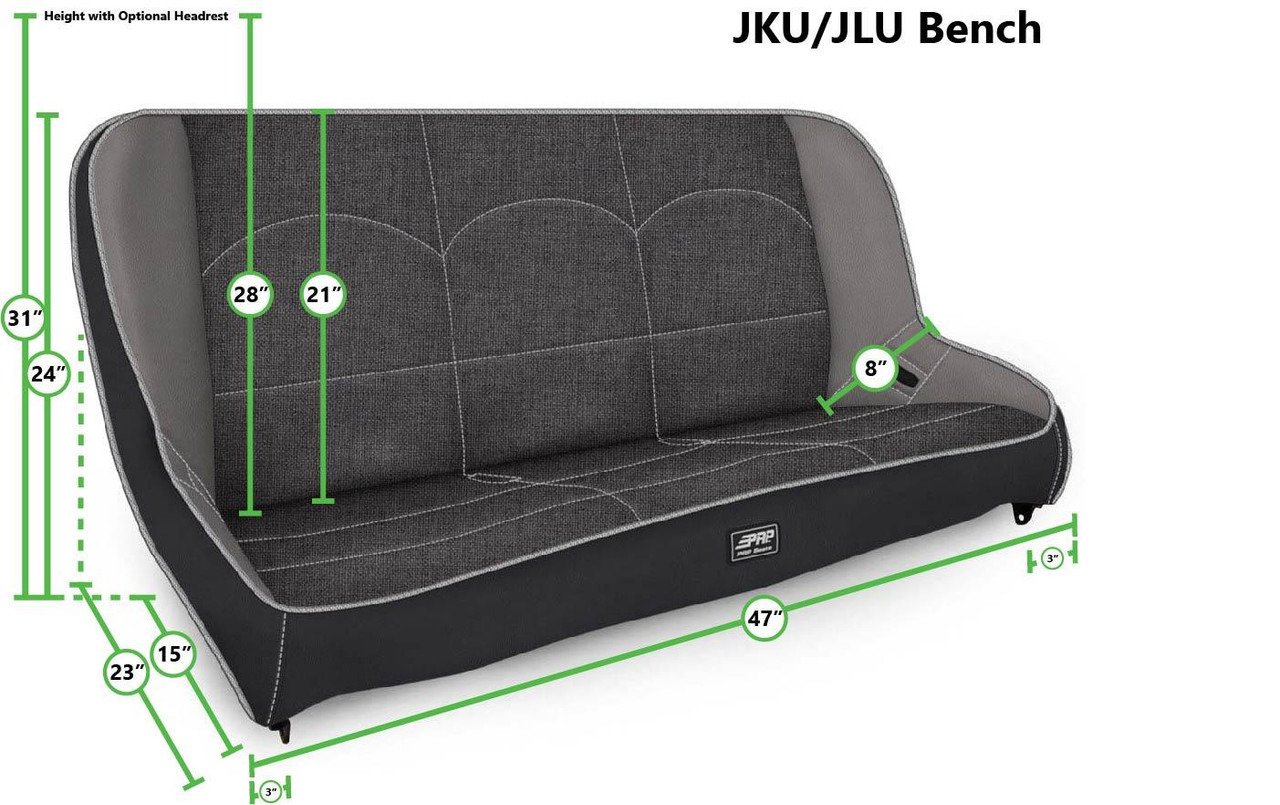 Classic Series Rear Suspension Bench Seat Jeep JKU/JLU (Custom) | PRP Seats