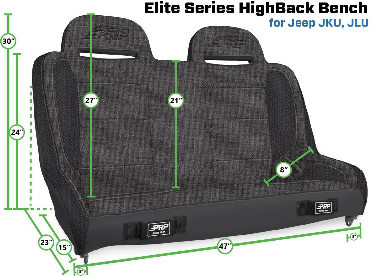Elite Series Rear Suspension Bench Seat (Custom) for Jeep JKU, JLU ...