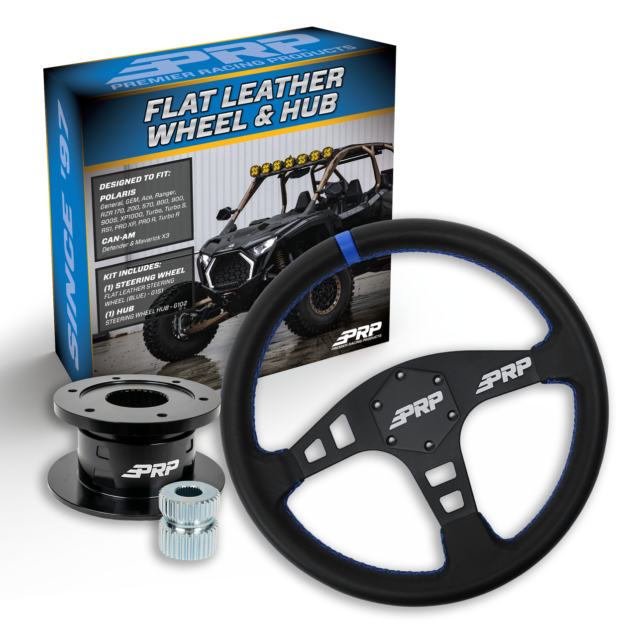 PRP Flat Leather Steering Wheel Kit with Quick Release Hub for Polaris ...