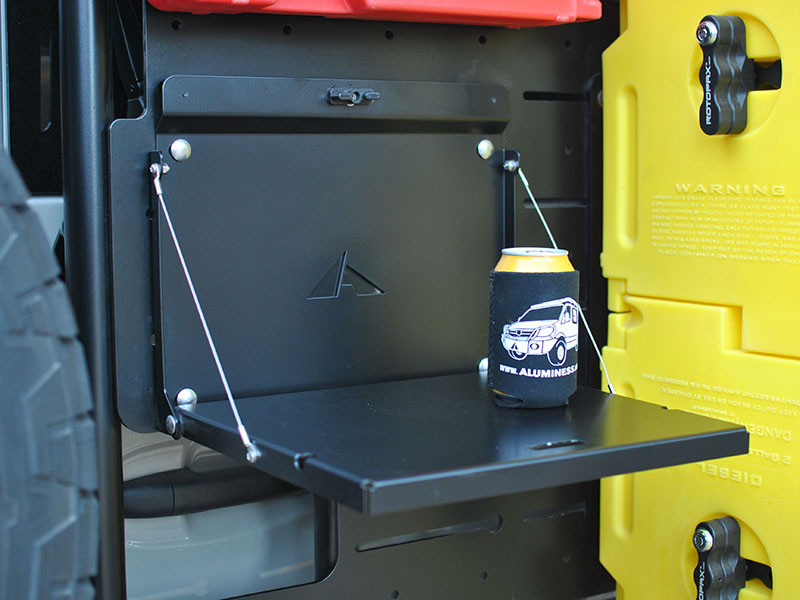 BackPAC Rear Door Storage Drop Down Table - Universal | Aluminess