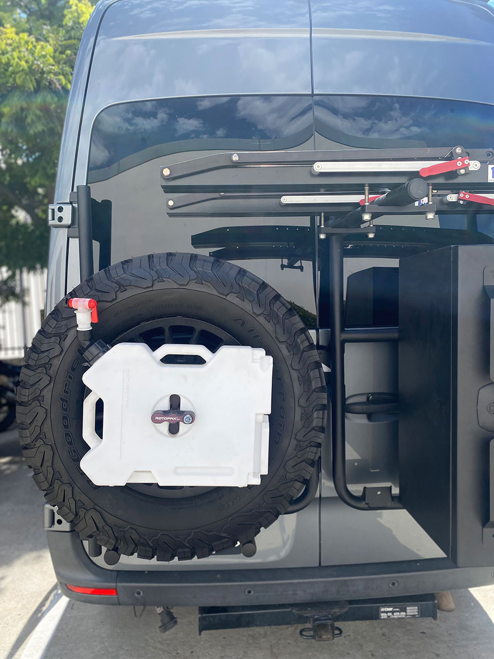 Sprinter Rear Door Box/Tire Rack | 2019-2025 | Aluminess