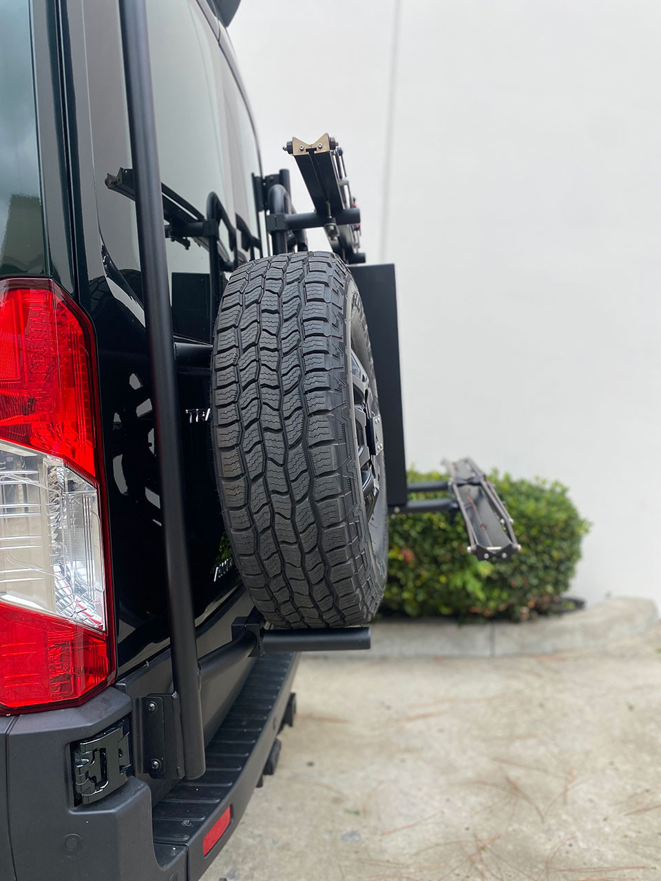 Ford Transit Driver Side Rear Door Box/Tire Rack | 2015-2025 | Aluminess