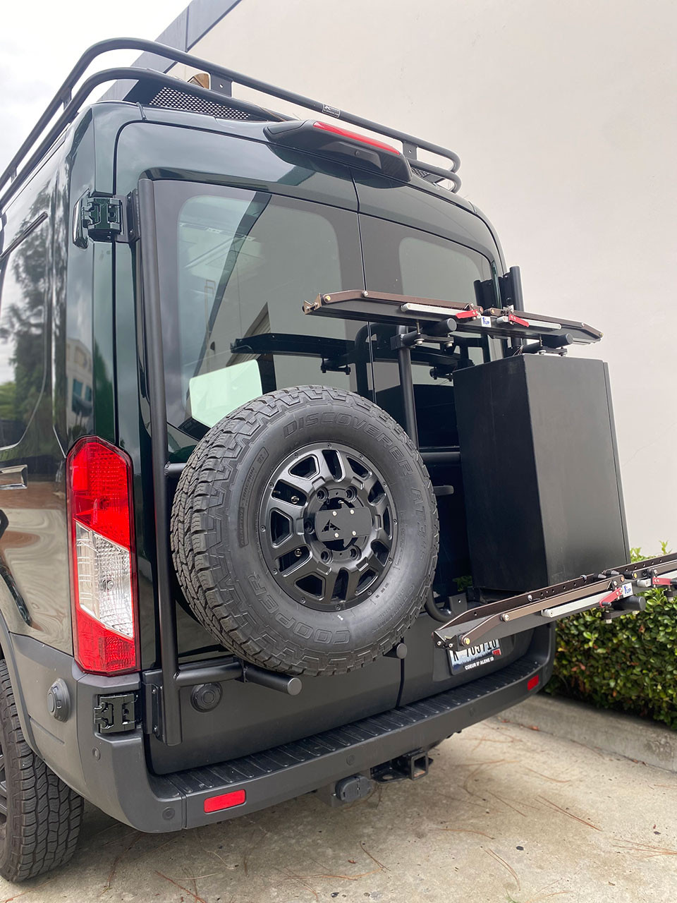 Ford Transit Driver Side Rear Door Box/Tire Rack | 2015-2025 | Aluminess