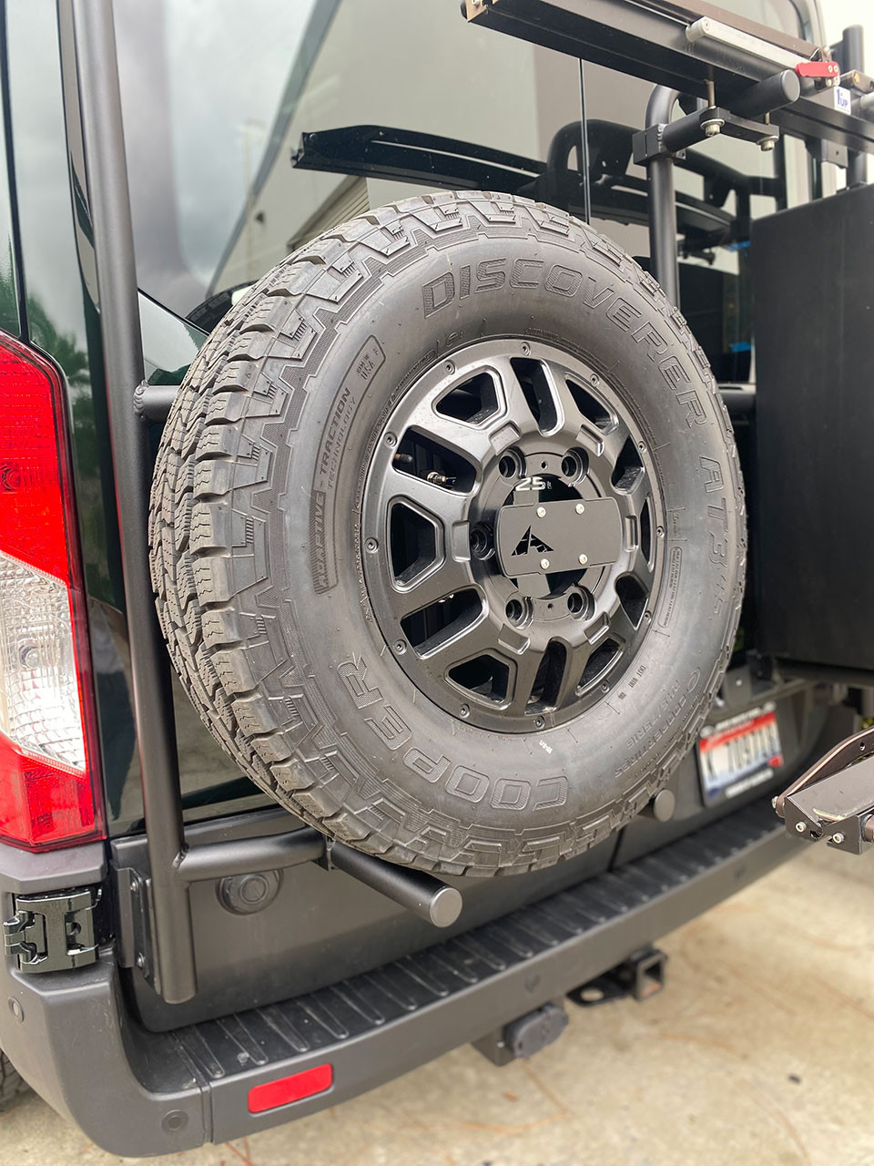 Ford Transit Driver Side Rear Door Box/Tire Rack | 2015-2025 | Aluminess