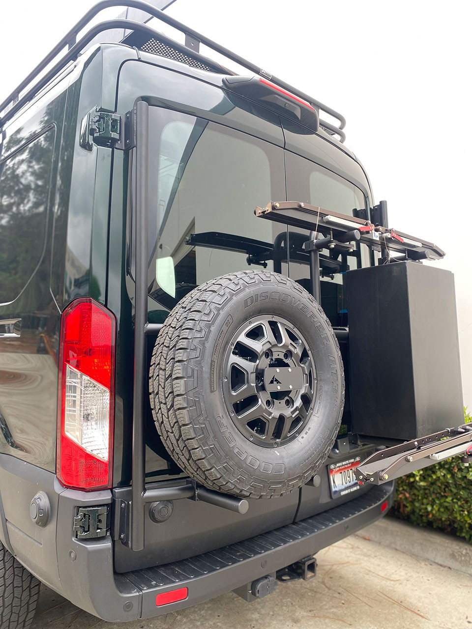 Ford Transit Driver Side Rear Door Box/Tire Rack | 2015-2025 | Aluminess