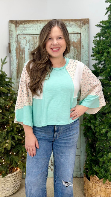 Holding Onto Spring Top - Blue