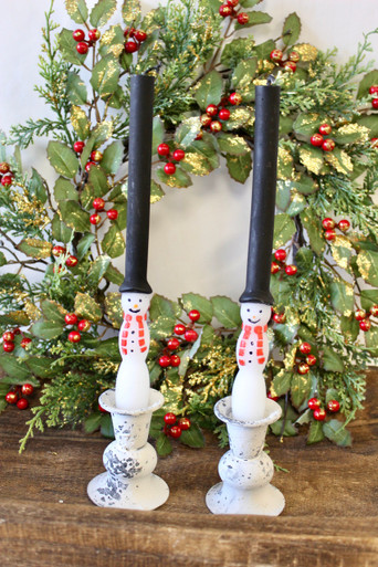 Set Of 2 Snowman Tapers - The Shabby Tree
