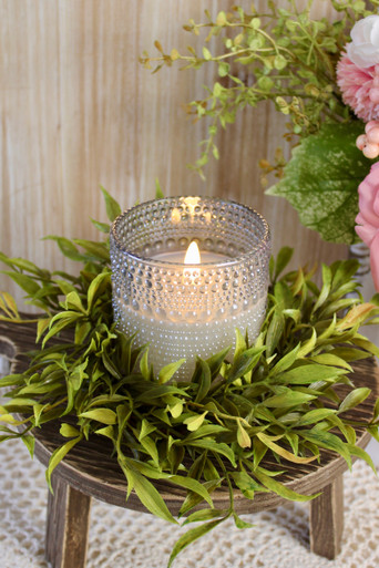 4" Grey Dotted Glass 3D Flame Candle *FINAL SALE*