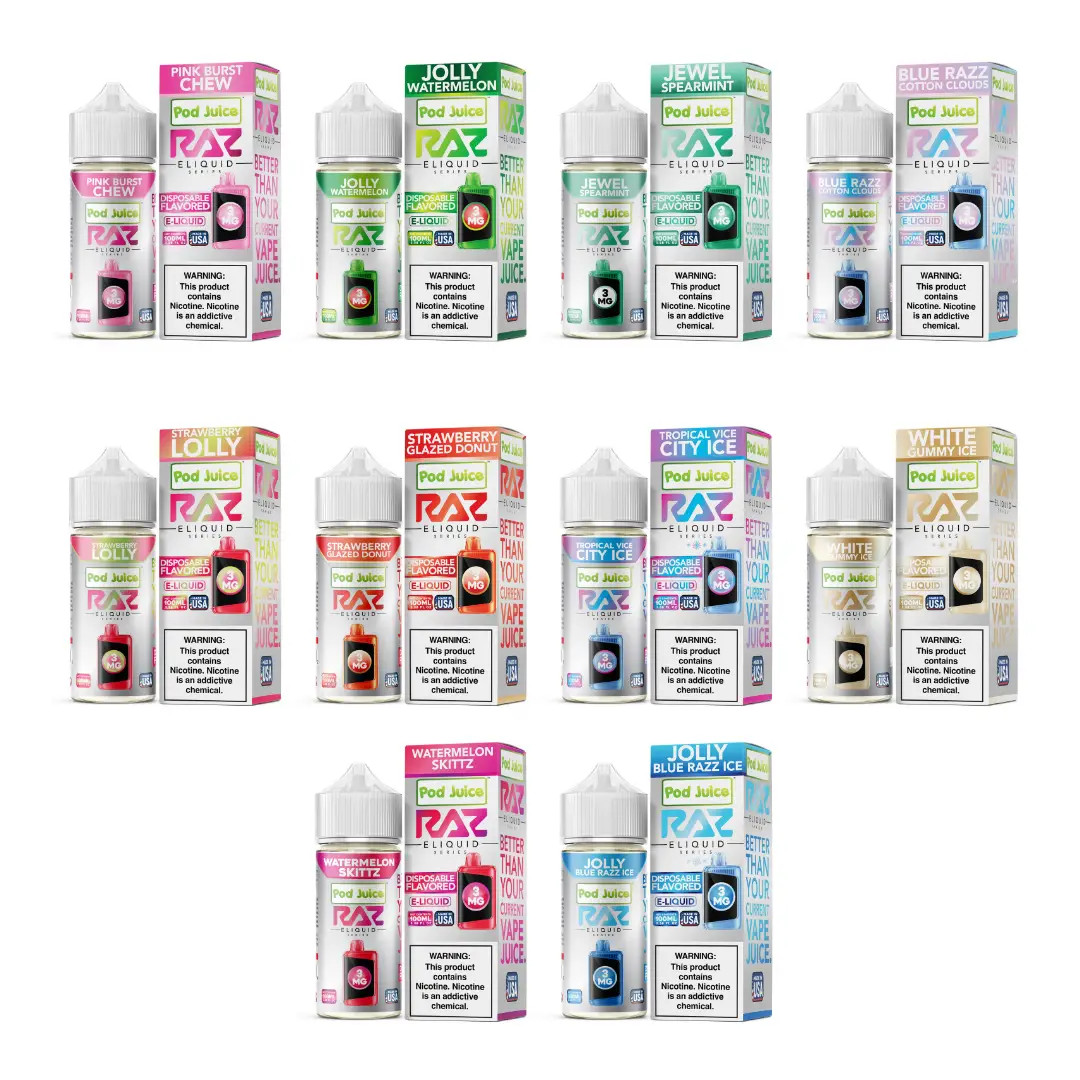 RAZ X POD JUICE 100mL Freebase E-liquid | Adyah Wholesale