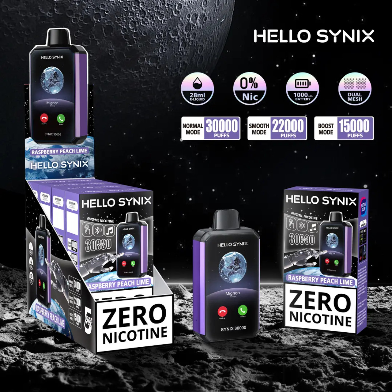 Hello Synix 30k Zero Nicotine Disposable Vape Adyah Wholesale