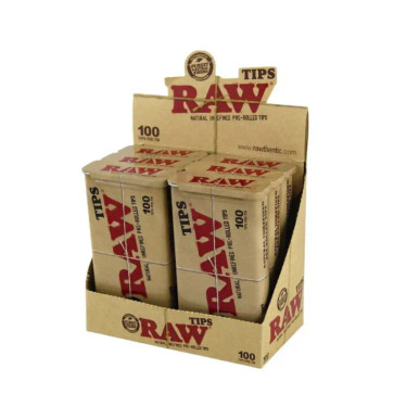 RAW PRE ROLL TIPS 100CT METAL TIN