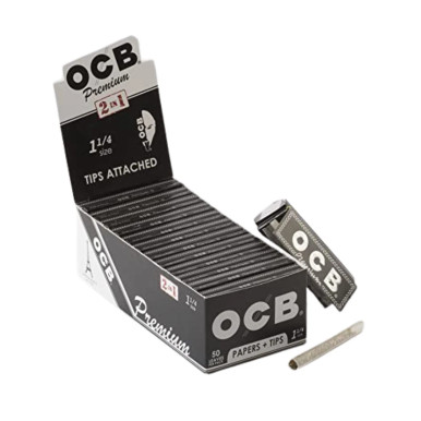 OCB PAPER PREMIUM 1 1/4 + TIPS SILVER/BLACK 24CT