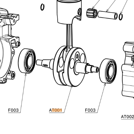 AT001 Crankshaft with push rod and Flywheel Nut 10 x 1.25 mm - Lite Flite