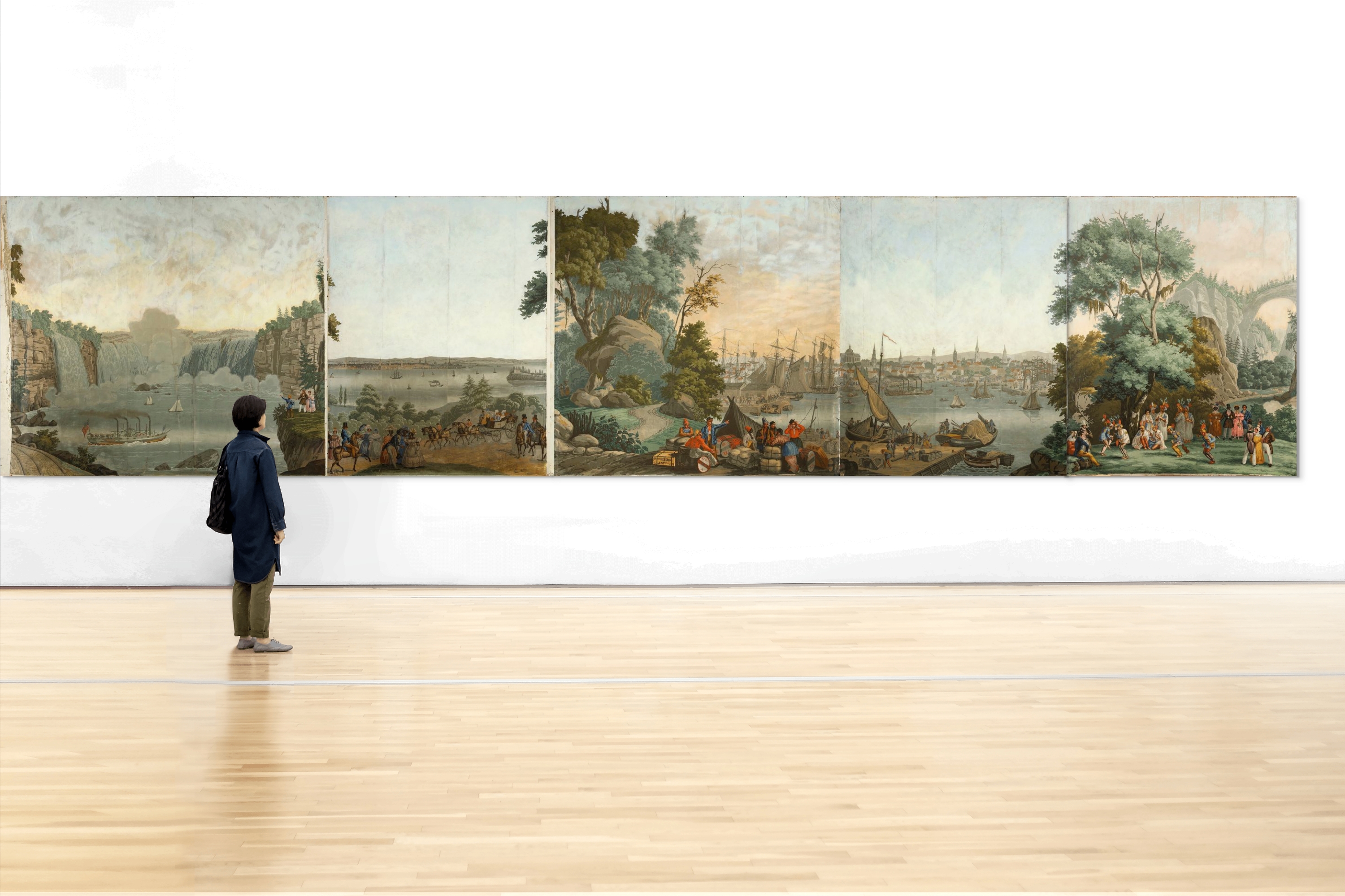 Wallpaper panorama by Zuber & Cie: a view of 19th-century America ...
