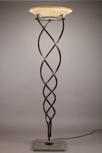 Antinea floor lamp in wrought iron and Murano glass, Terzani, 20th century.
