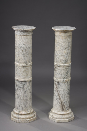 Paire de colonnes cylindriques, fin XIXème