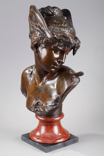 Buste de Psyché en bronze patiné, XIXe