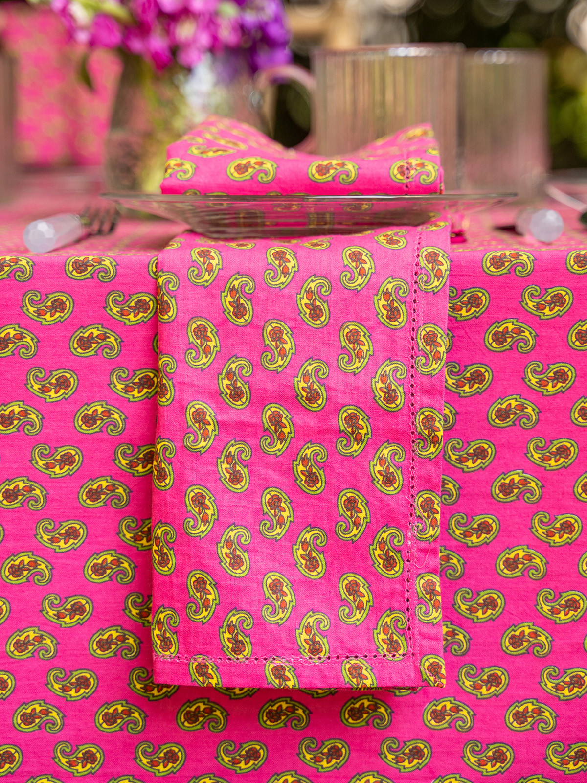 Jamavar Round Cloth - Magenta | Shop Beautiful Designs by April Cornell