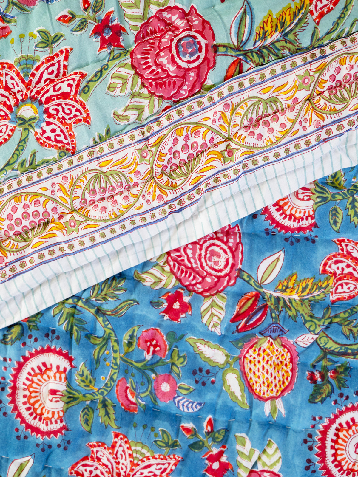 Mirabel Block Print Quilt - Teal | Shop Beautiful Designs by April Cornell