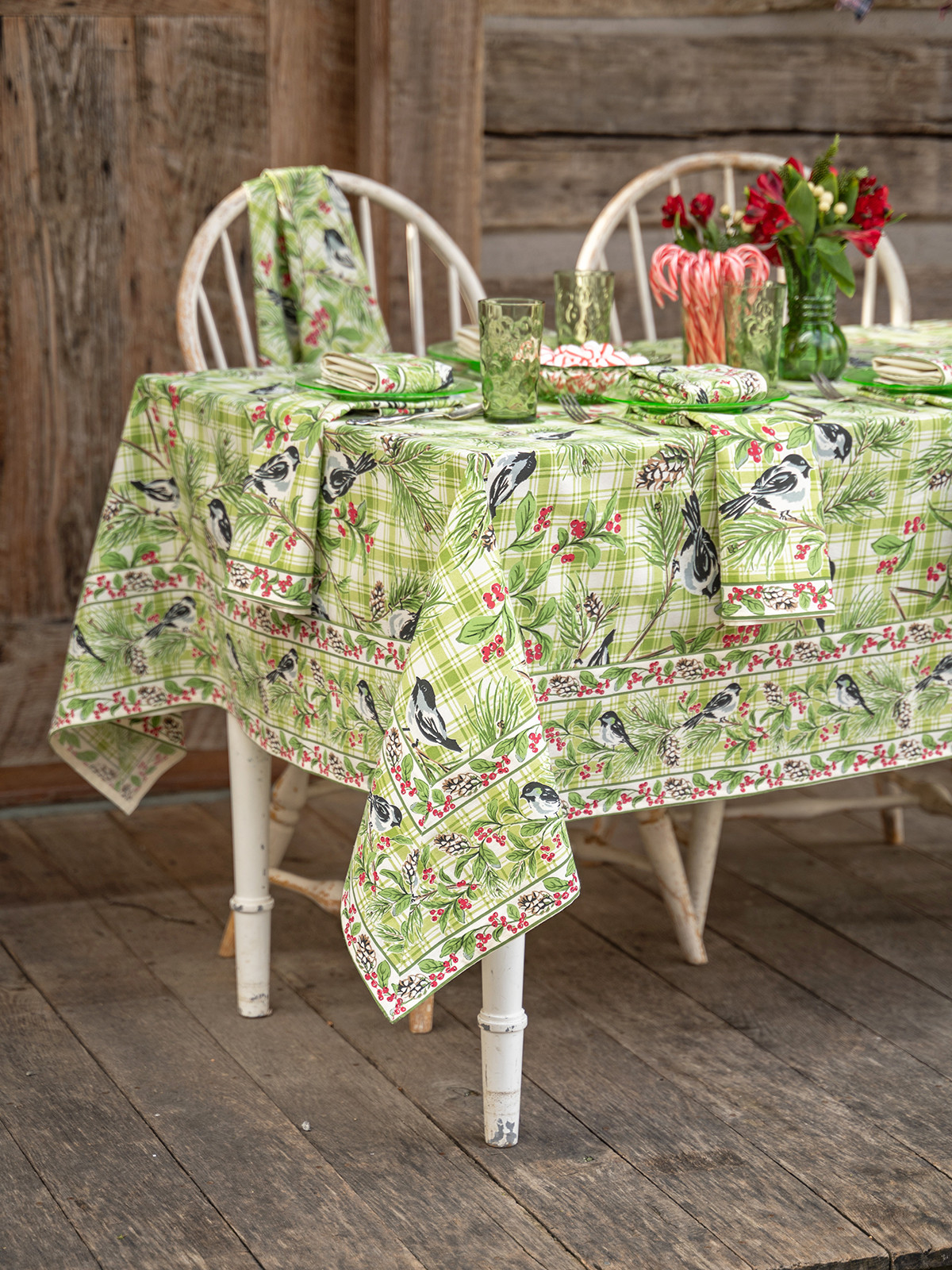 Chickadee Check Tablecloth - Green | Shop Beautiful Designs by April ...