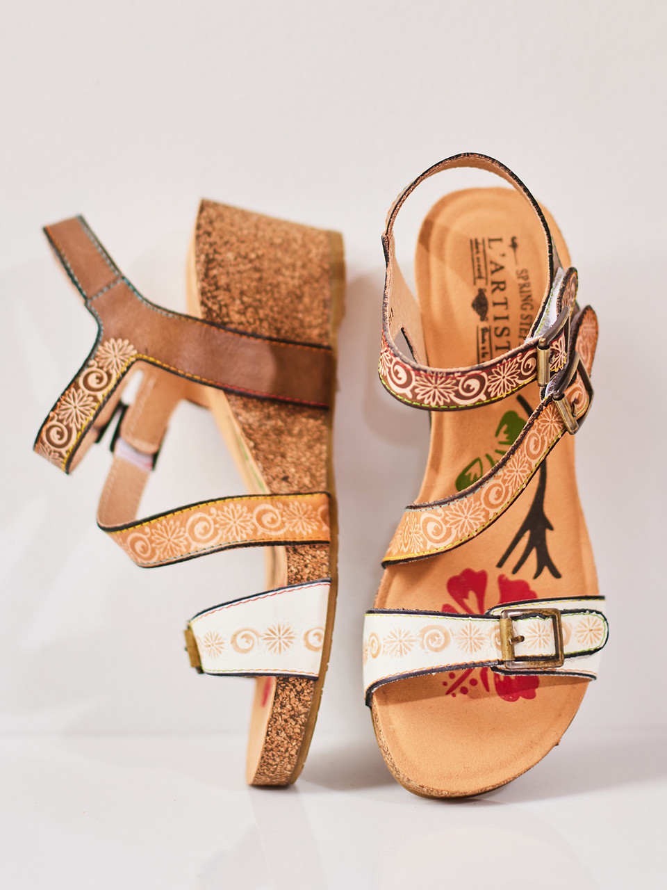 Tanja Sandal White Multi Shop Beautiful Designs By April Cornell