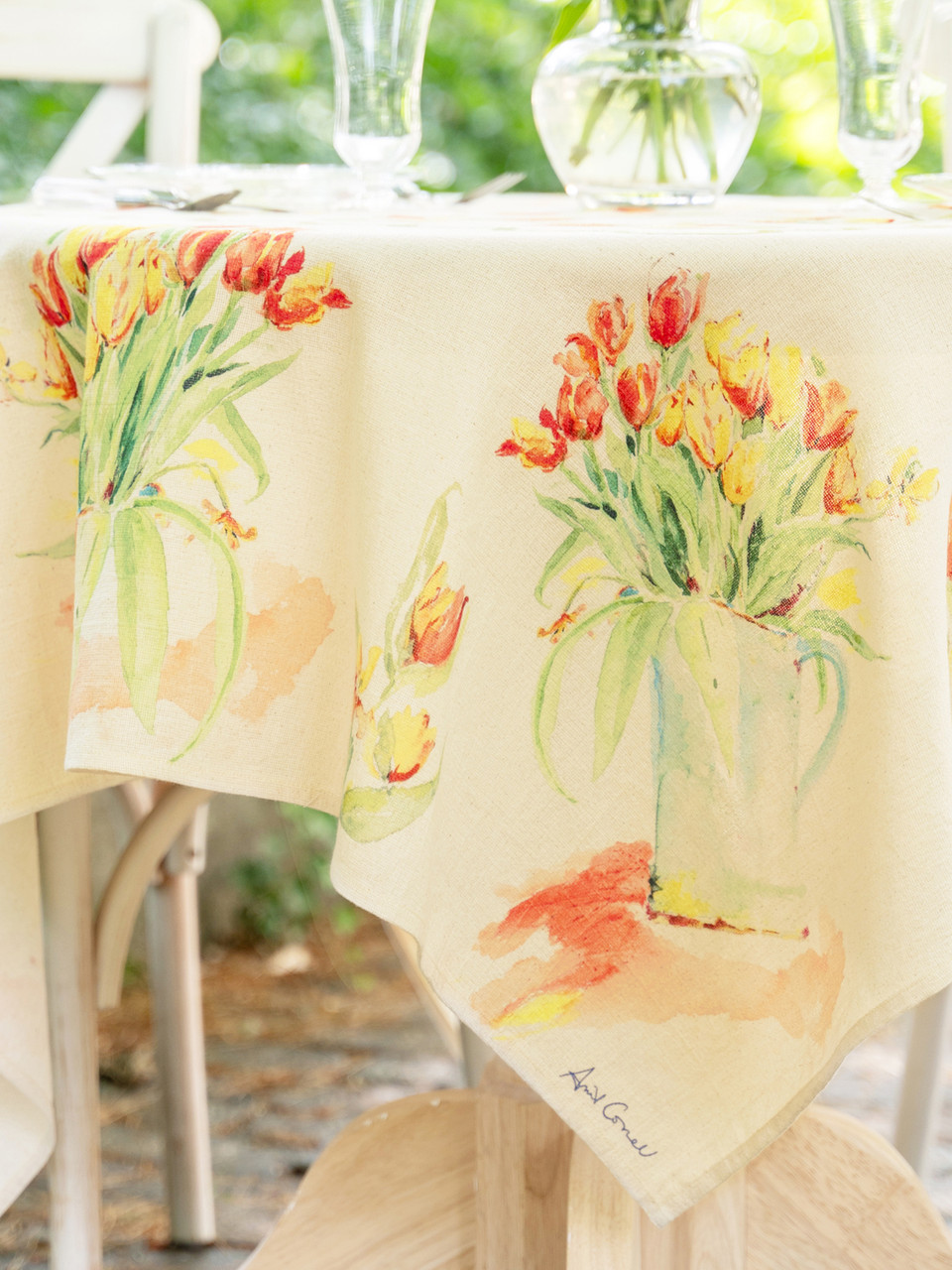 Tulips Watercolor Tablecloth | Shop Beautiful Designs by April Cornell