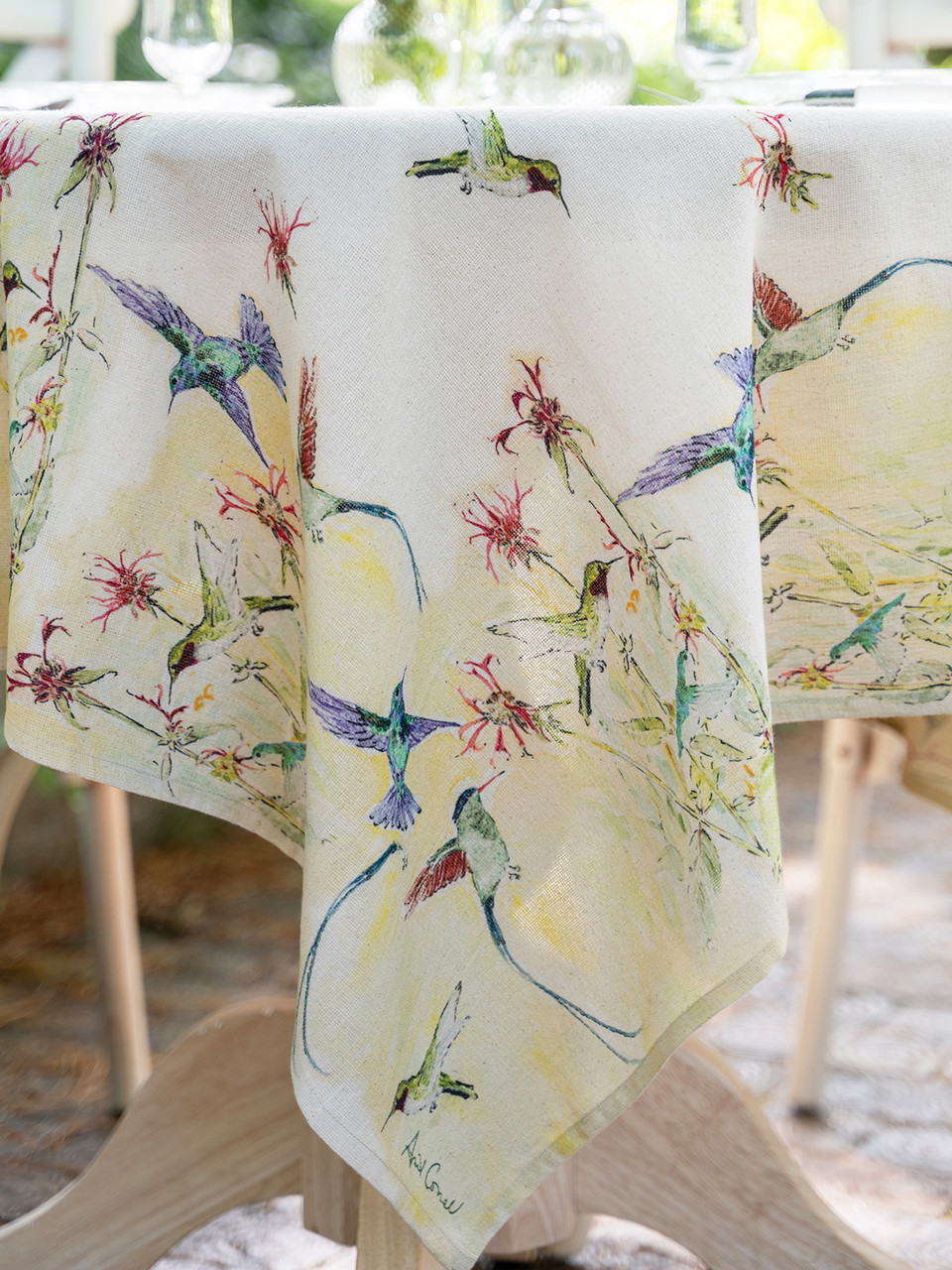 Hummingbird Watercolor Tablecloth | Shop Beautiful Designs by April Cornell