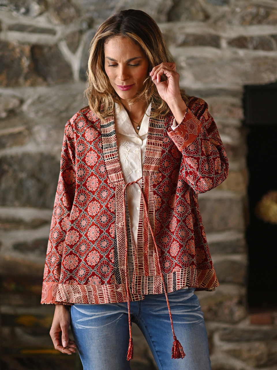 Kalamkari Reversible Cover Up - Soft Rust | Shop Beautiful Designs by ...