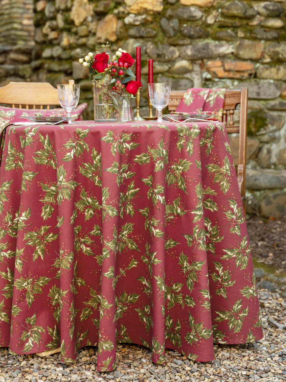 Winterberry Round Cloth - Red | Shop Beautiful Designs by April Cornell
