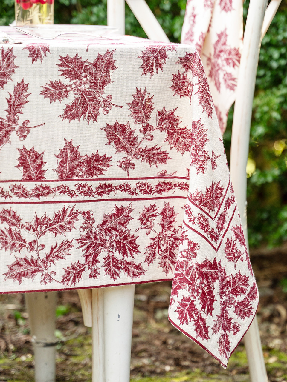 Holly Toile Tablecloth - Red | Shop Beautiful Designs by April Cornell