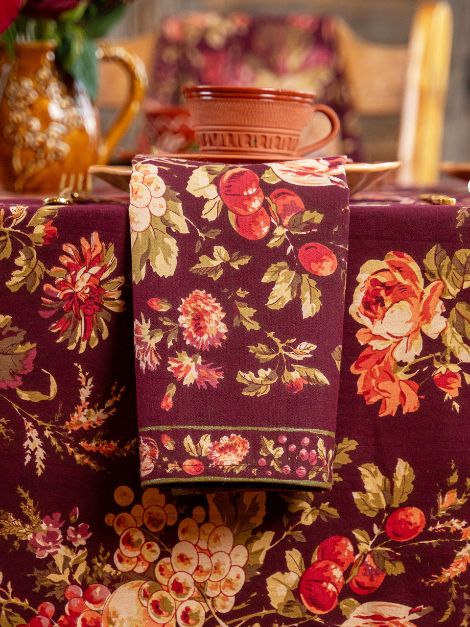 Bountiful Harvest Napkin Set of 4 - Wine | Shop Beautiful Designs by ...