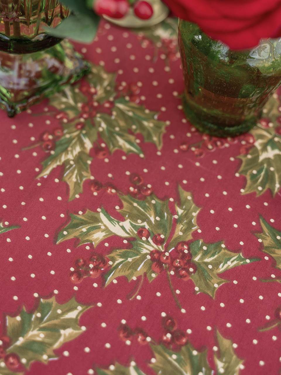 Winterberry Dot Tablecloth - Red | Shop Beautiful Designs by April Cornell