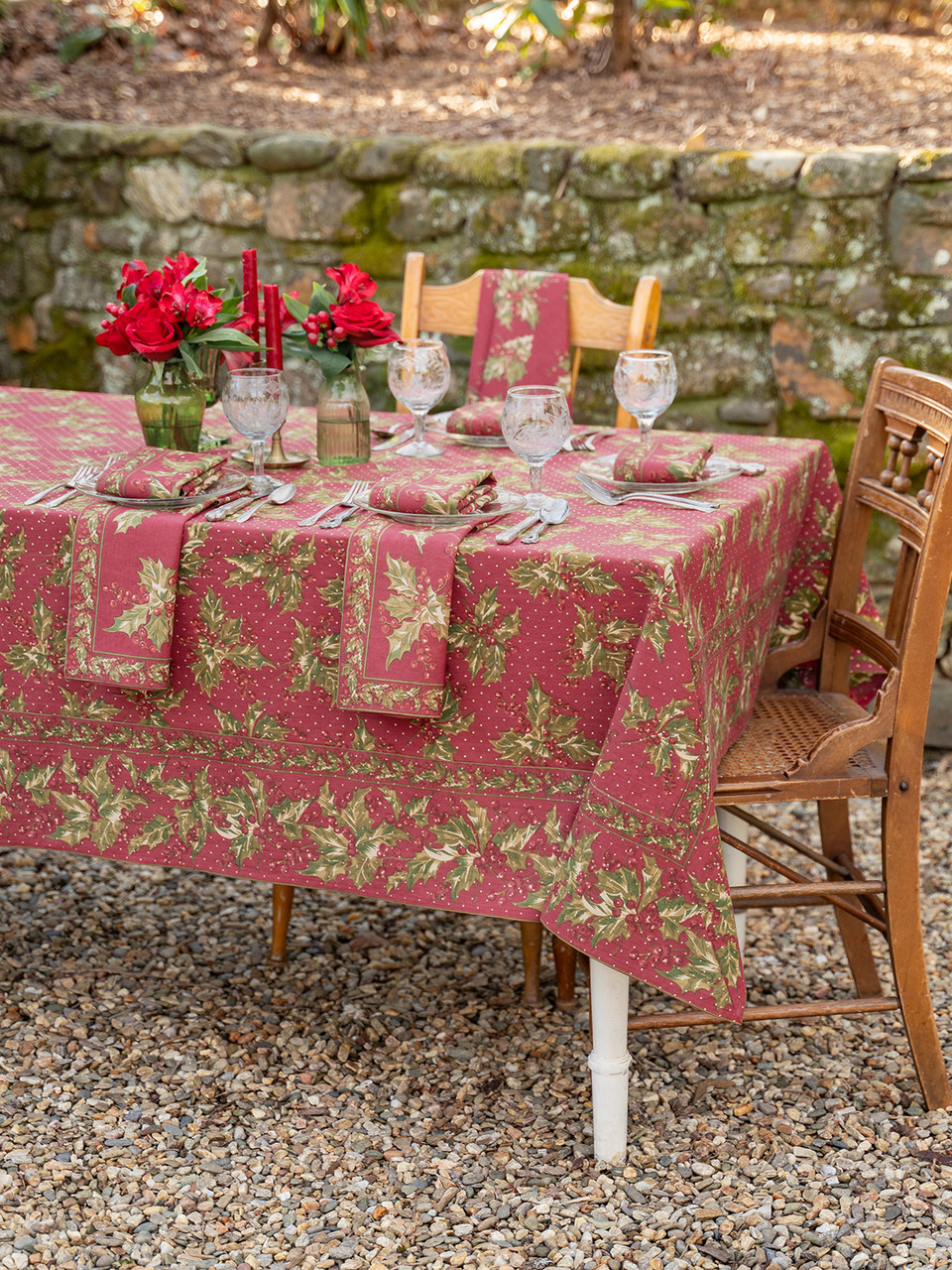 Winterberry Dot Tablecloth - Red | Shop Beautiful Designs by April Cornell