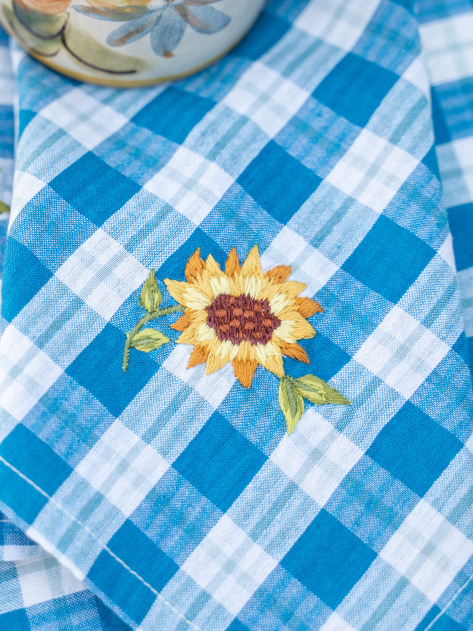Sunflower Embroidered Tea Napkin Set of 2 | Shop Beautiful Designs by ...