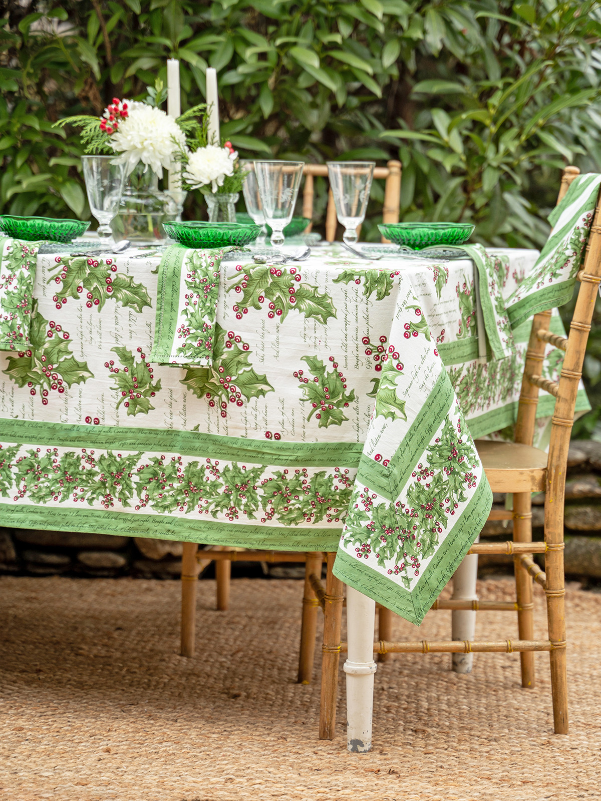 Holly Song Tablecloth - Red | Shop Beautiful Designs by April Cornell