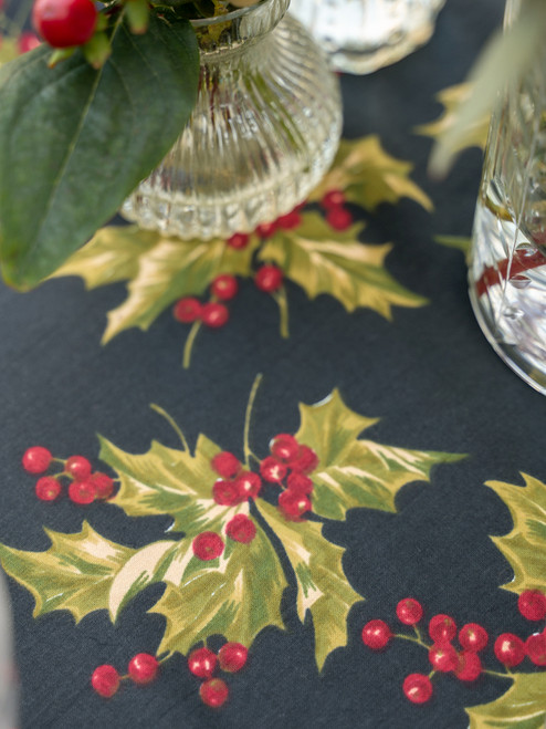 Winterberry Round Cloth - Black | Shop Beautiful Designs by April Cornell
