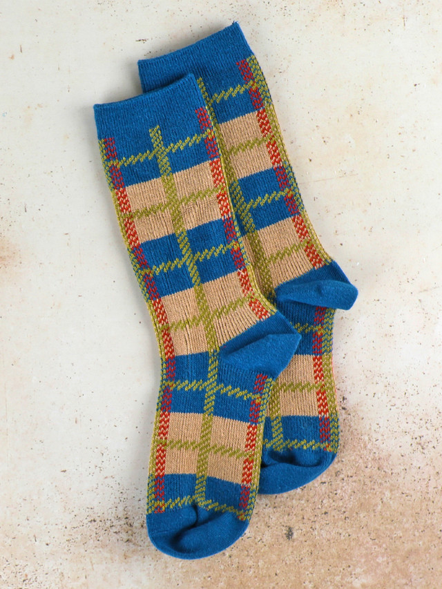 Retro Plaid Crew Sock - Legion Blue | Shop Beautiful Designs by April ...