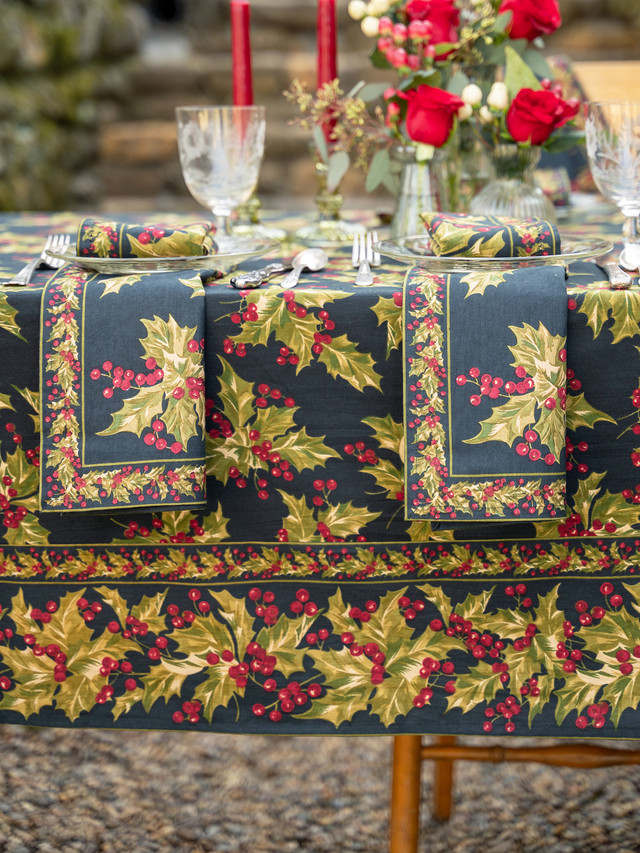 Winterberry Tablecloth - Black | Shop Beautiful Designs by April Cornell