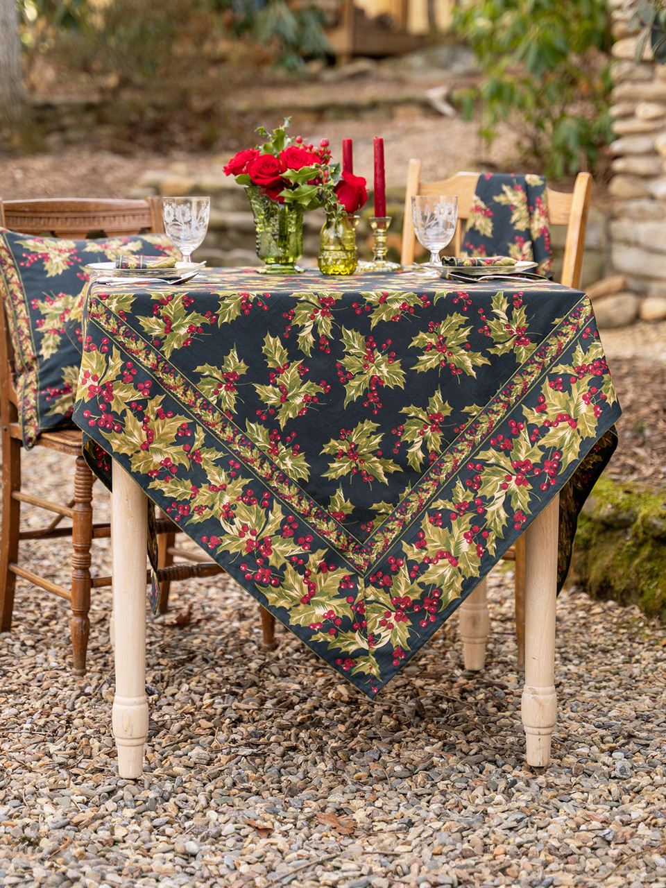 Winterberry Tablecloth - Black | Shop Beautiful Designs by April Cornell