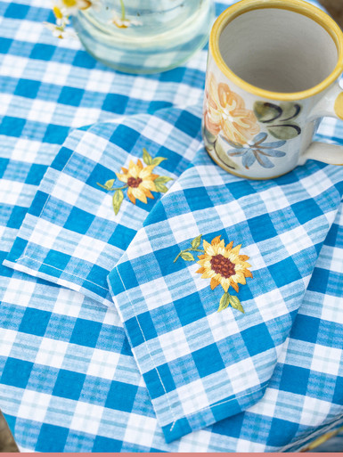 Sunflower Embroidered Tea Napkin Set of 2 | Shop Beautiful Designs by ...
